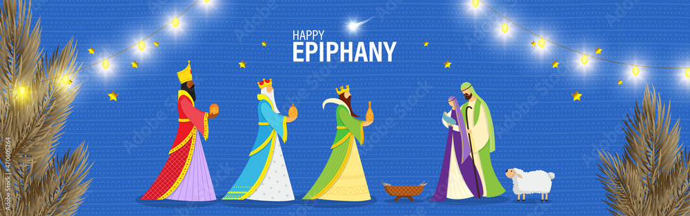 Vector illustration of Epiphany, Christian festival, three wise men ...