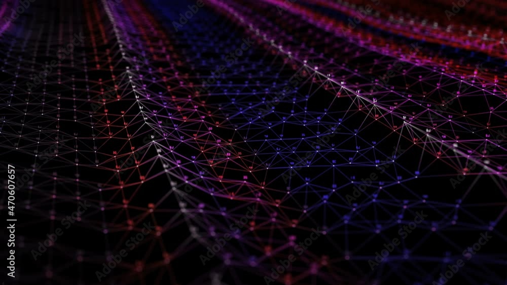 Digital Sci Fi cyberspace HUD animation. Waving Plexus animation.Global ...