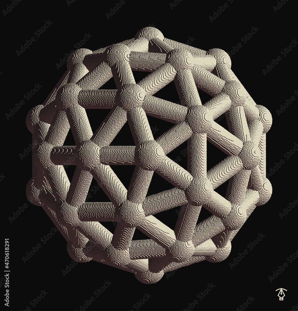 Sphere 3d Vector Wireframe Object Molecular Lattice Or Nanotechnological Structure Low Poly