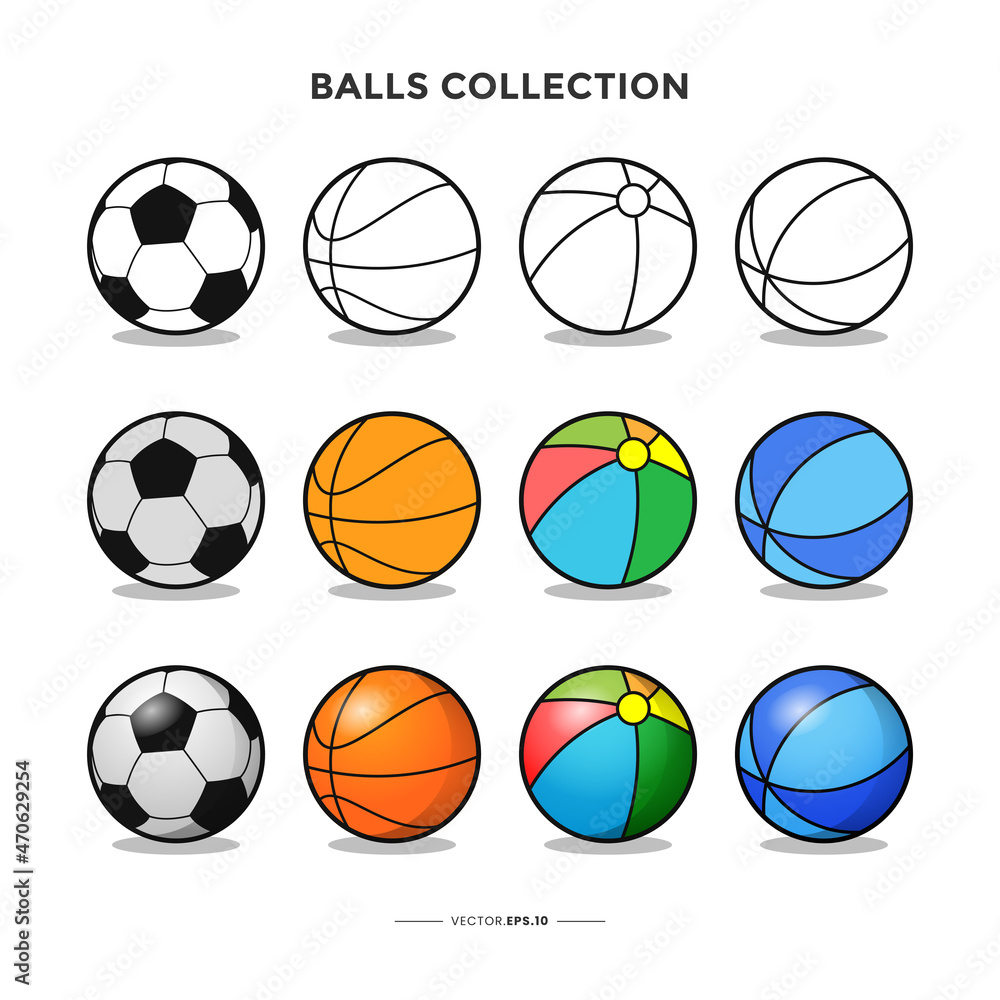 Balls collection for kids coloring book Stock Vector | Adobe Stock