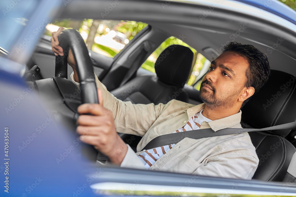 transport, vehicle and people concept - indian man or driver driving ...