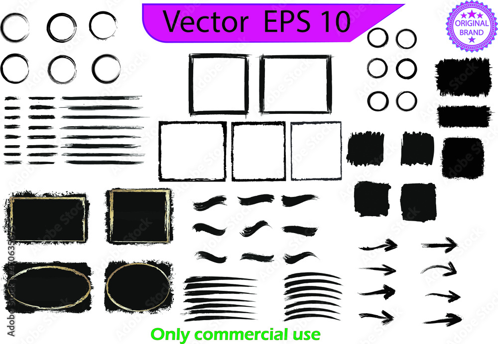 Black paint, ink brush strokes, brushes, lines set. Ink brush strokes ...