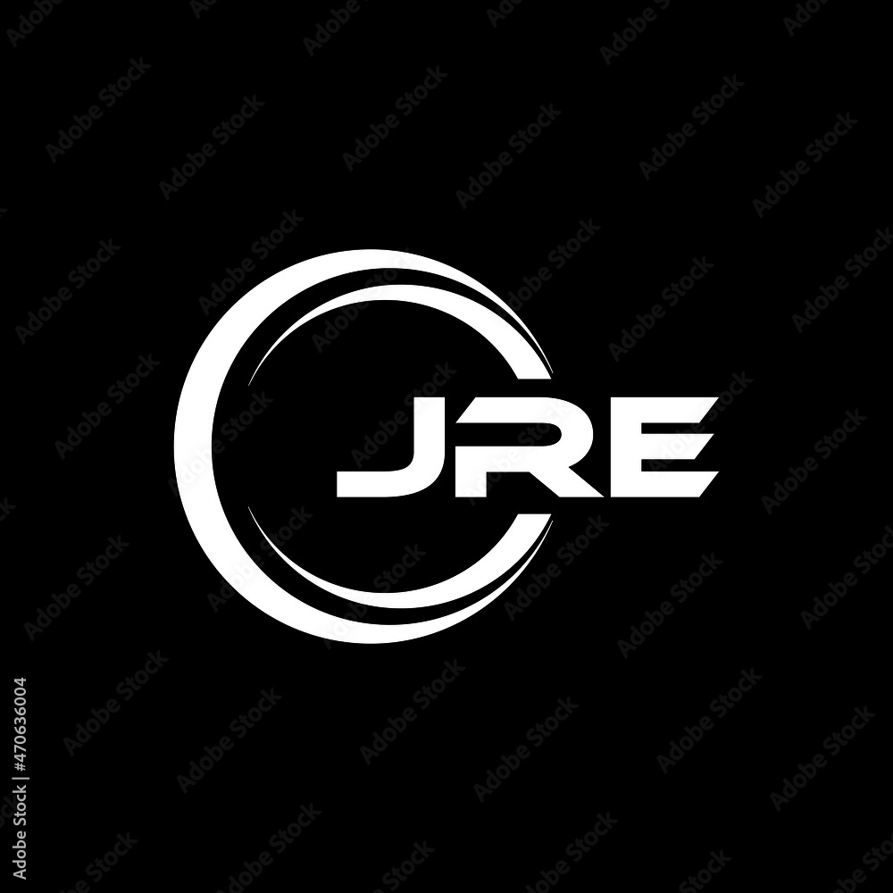 JRE letter logo design with black background in illustrator, vector ...