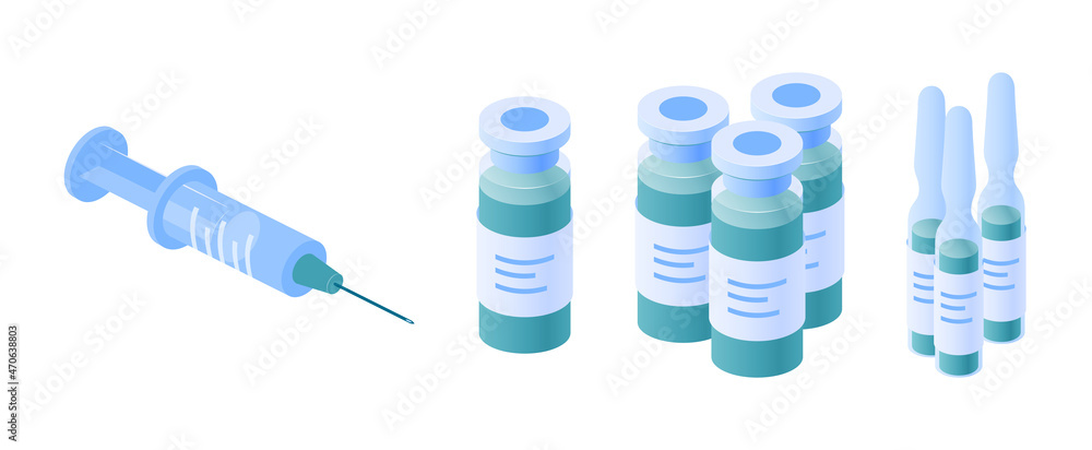 Vaccine concept in isometric view, vector image Stock Vector | Adobe Stock