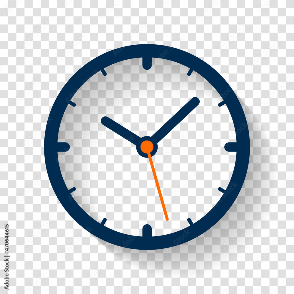Clock icon in flat style, timer on transparent background. Business ...