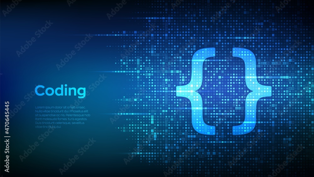 Programming Code Icon Made With Binary Code Coding Hacker Matrix Background With Digits 1 0