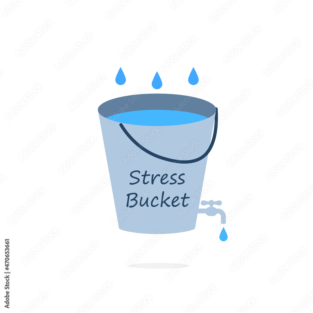 Stress bucket with faucet concept image. Clipart image เวกเตอร์สต็อก ...