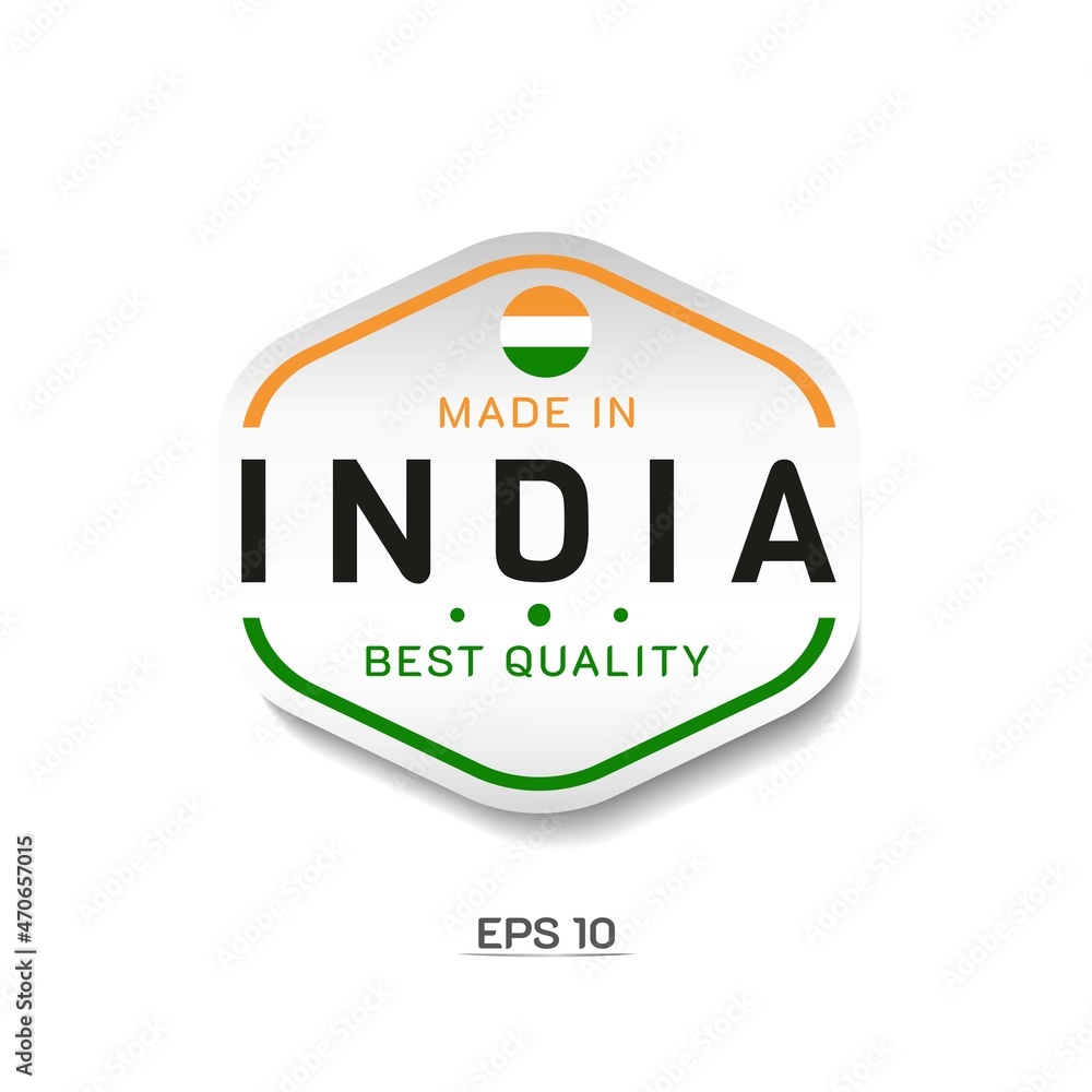 Made in India Label, Stamp, Badge, Sticker, or Logo. With The National ...