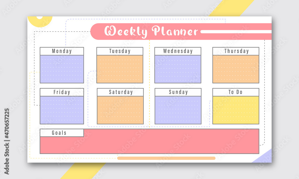 Weekly planner template color days of the week Stock Vector | Adobe Stock