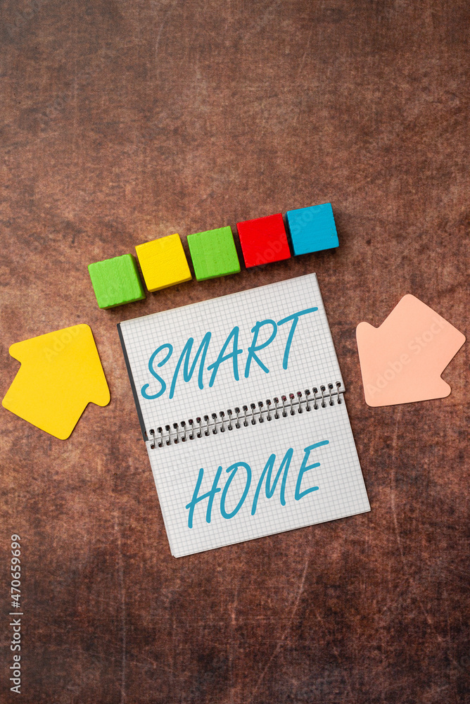 Hand writing sign Smart Home. Concept meaning automation system control ...