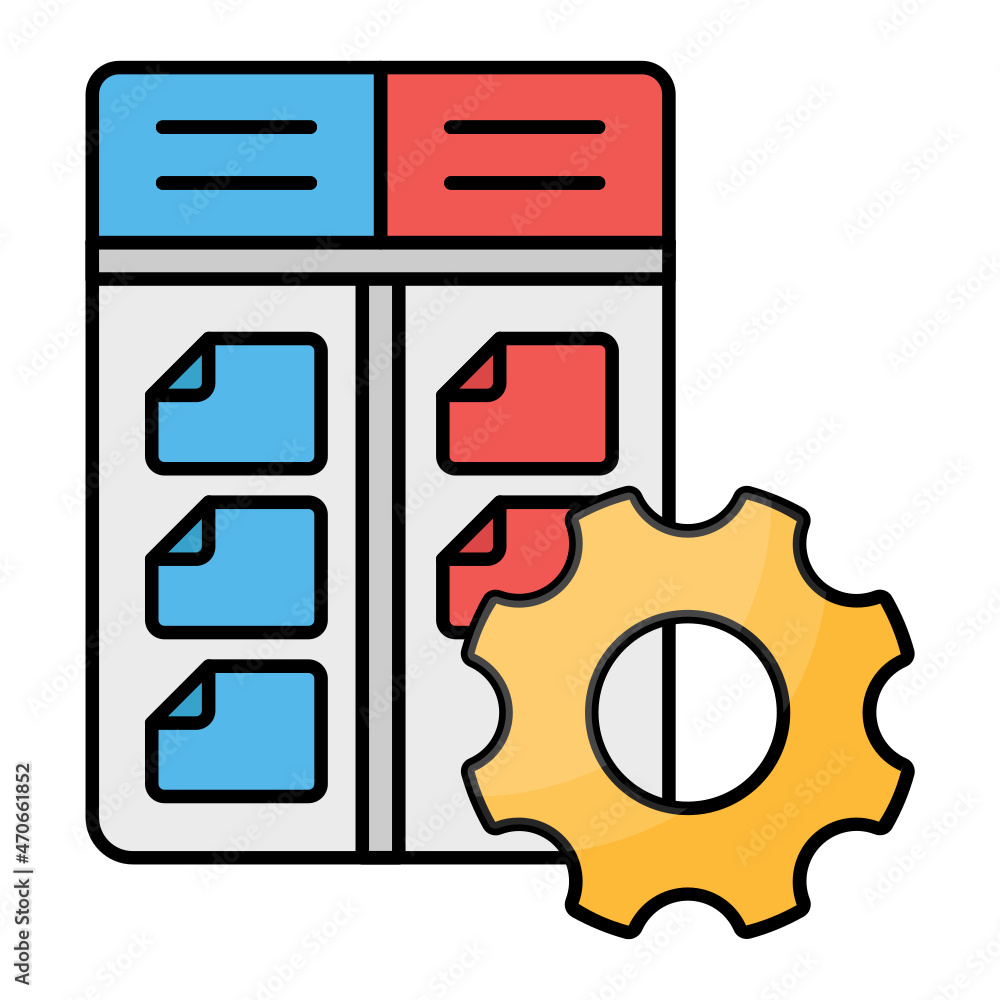 Knowledge work Concept, visual process management Vector Color Icon ...