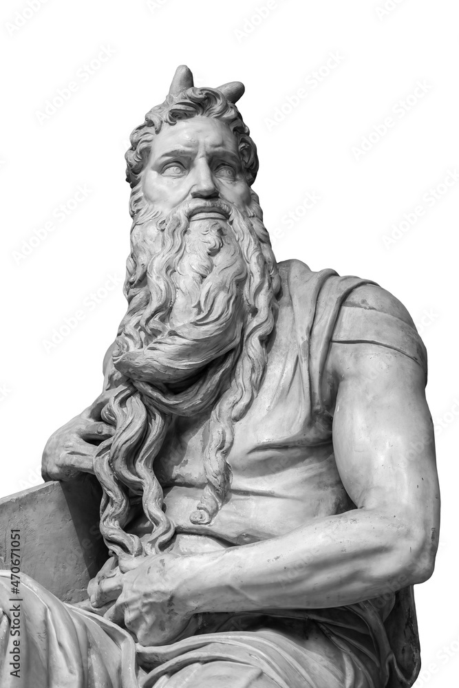 Figure of the biblical prophet Moses isolated on white background ...