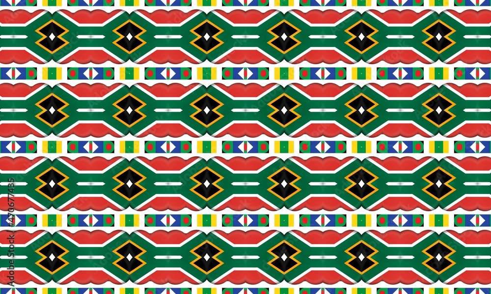 Abstract geometric pattern with colors of South Africa flag. Good for ...