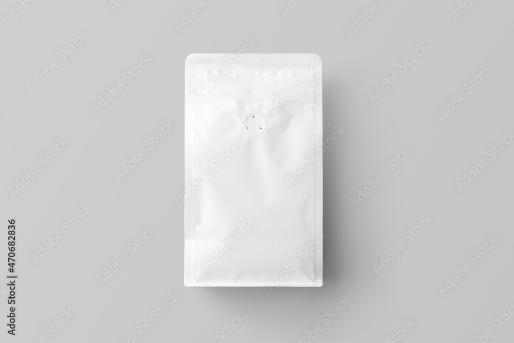 Blank coffee packaging, top view on a white background, coffee ...
