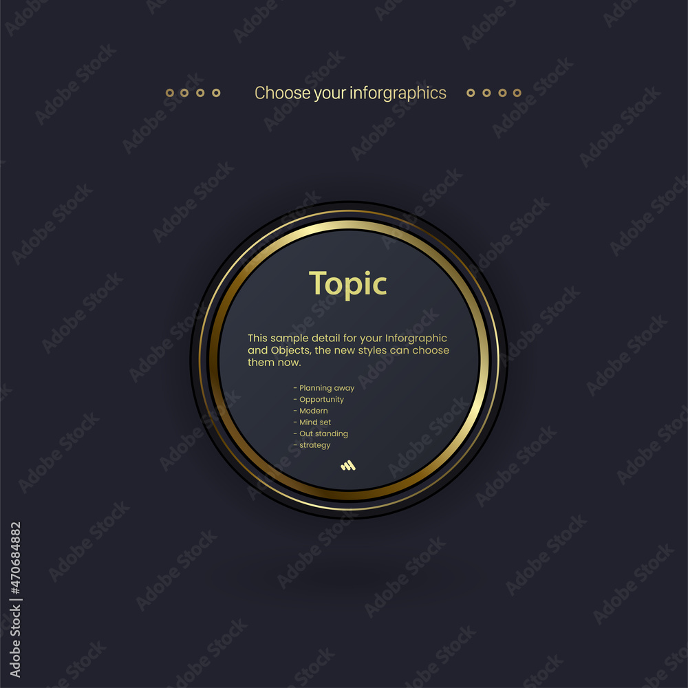 Golden circles Vector multipurpose Infographic template with an ...