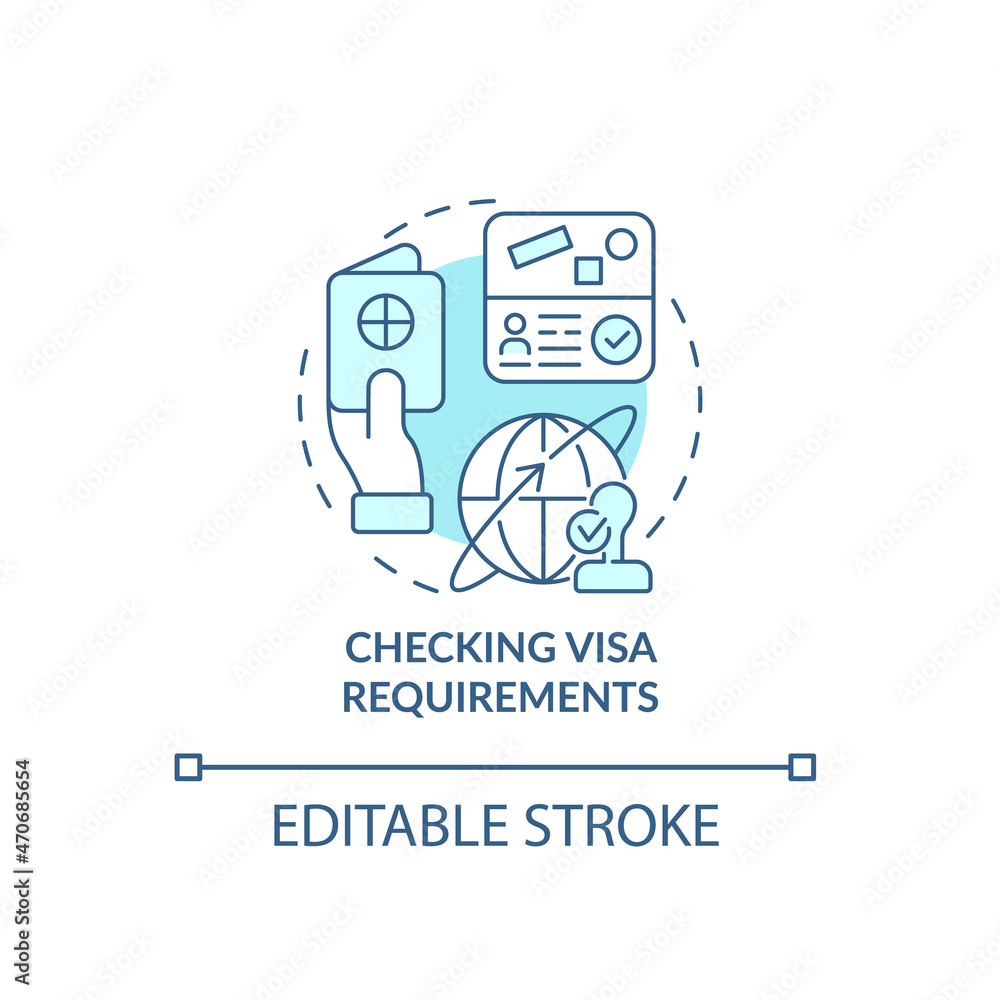 Checking visa requirements blue concept icon. Things to consider when ...