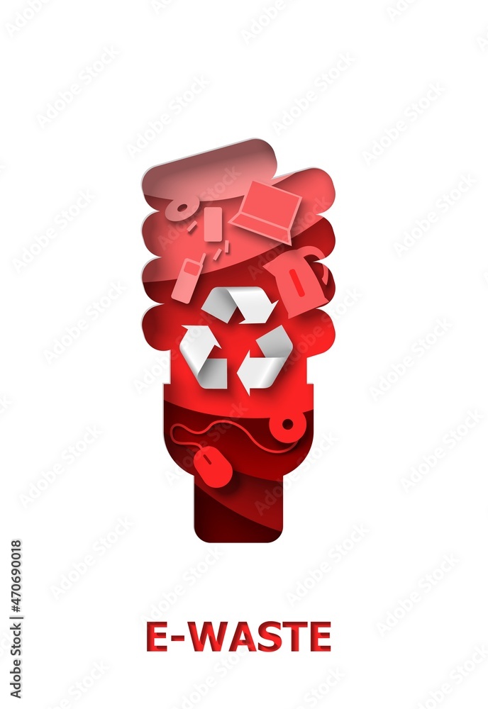 Recycle electric lamp with electronic waste, recyclable material sign ...