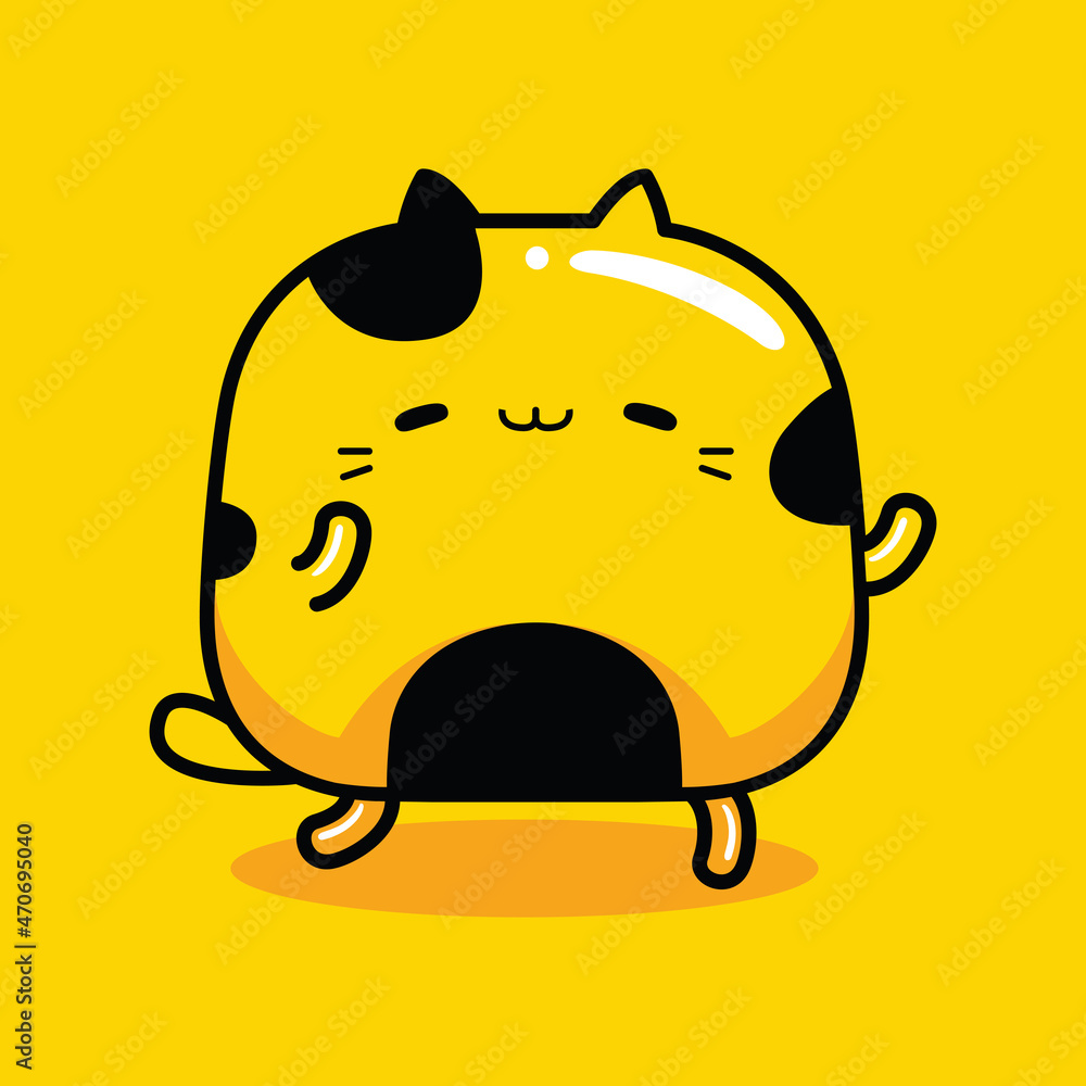 Cute yellow cat mascot character in flat cartoon style Stock Vector ...