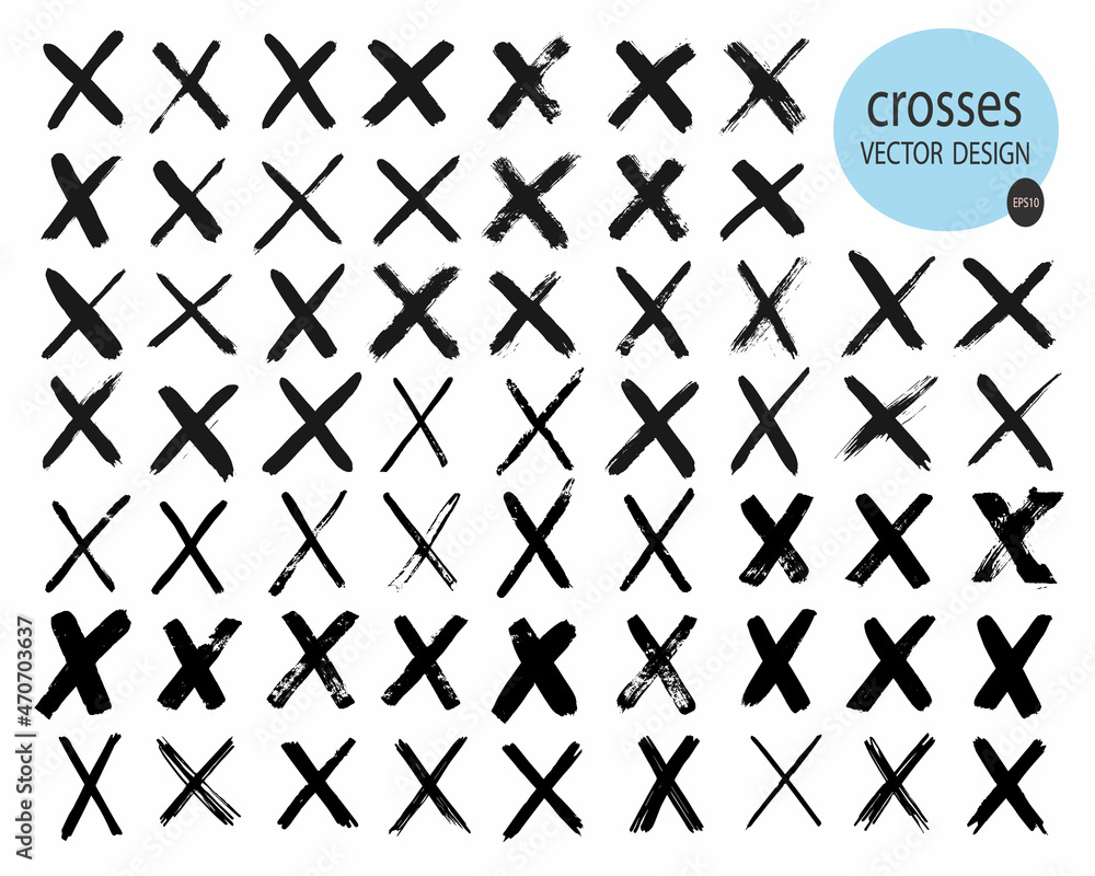 The shape of a cross.A brushstroke.The ink pattern.Vector collection of ...