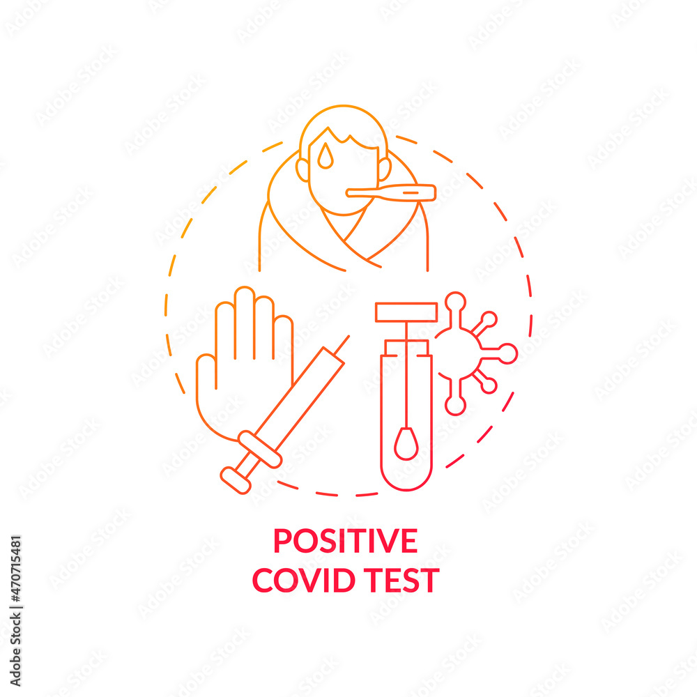 Positive covid test red gradient concept icon. Contraindications to ...