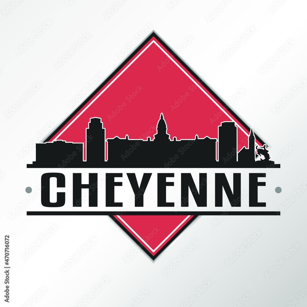 Cheyenne, WY, USA Skyline Logo. Adventure Landscape Design Vector ...
