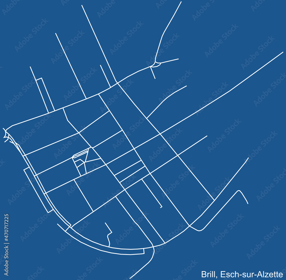 Detailed technical drawing navigation urban street roads map on blue ...