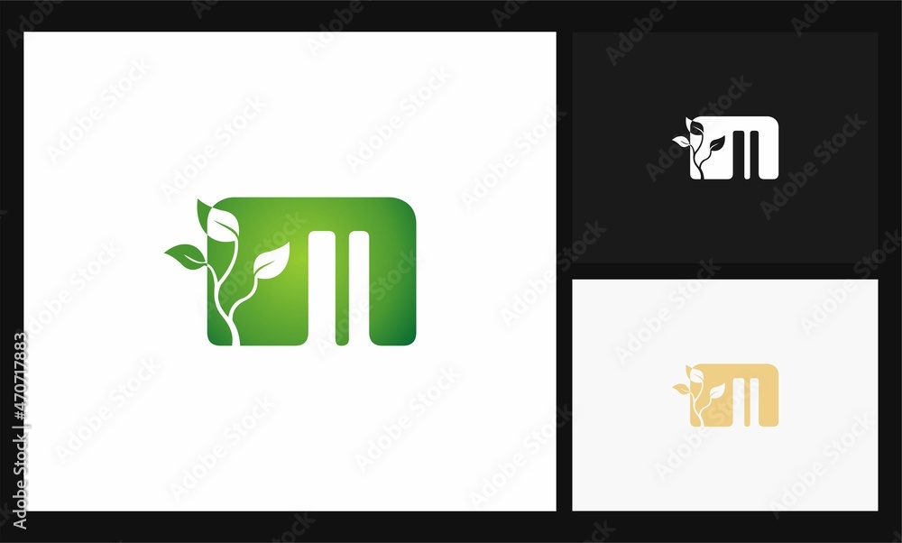 letter M leaf concept design organic logo Stock Vector | Adobe Stock