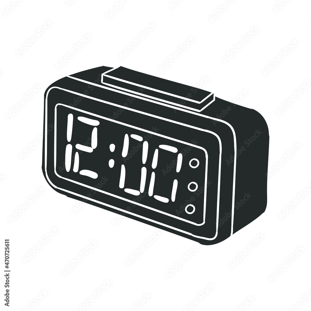 Digital Clock Icon Silhouette Illustration. Alarm Vector Graphic ...