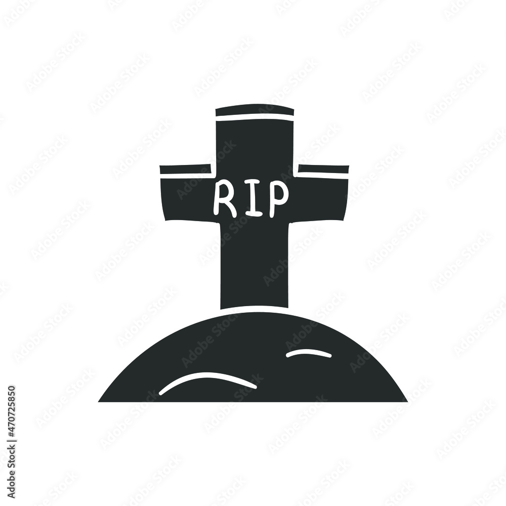 Vetor de RIP Grave Icon Silhouette Illustration. Cross Vector Graphic ...