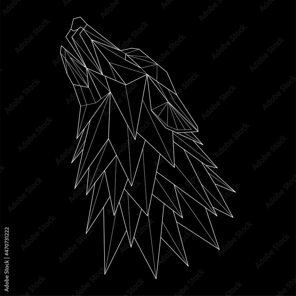 Geometric howling wolf illustration for logo, tattoo, coloring ...