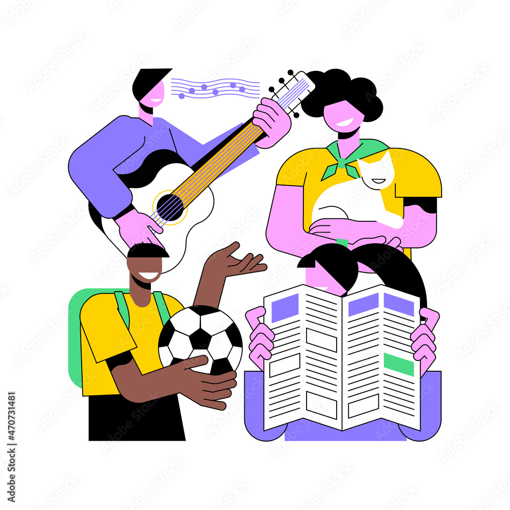 After school activities abstract concept vector illustration. Teens ...