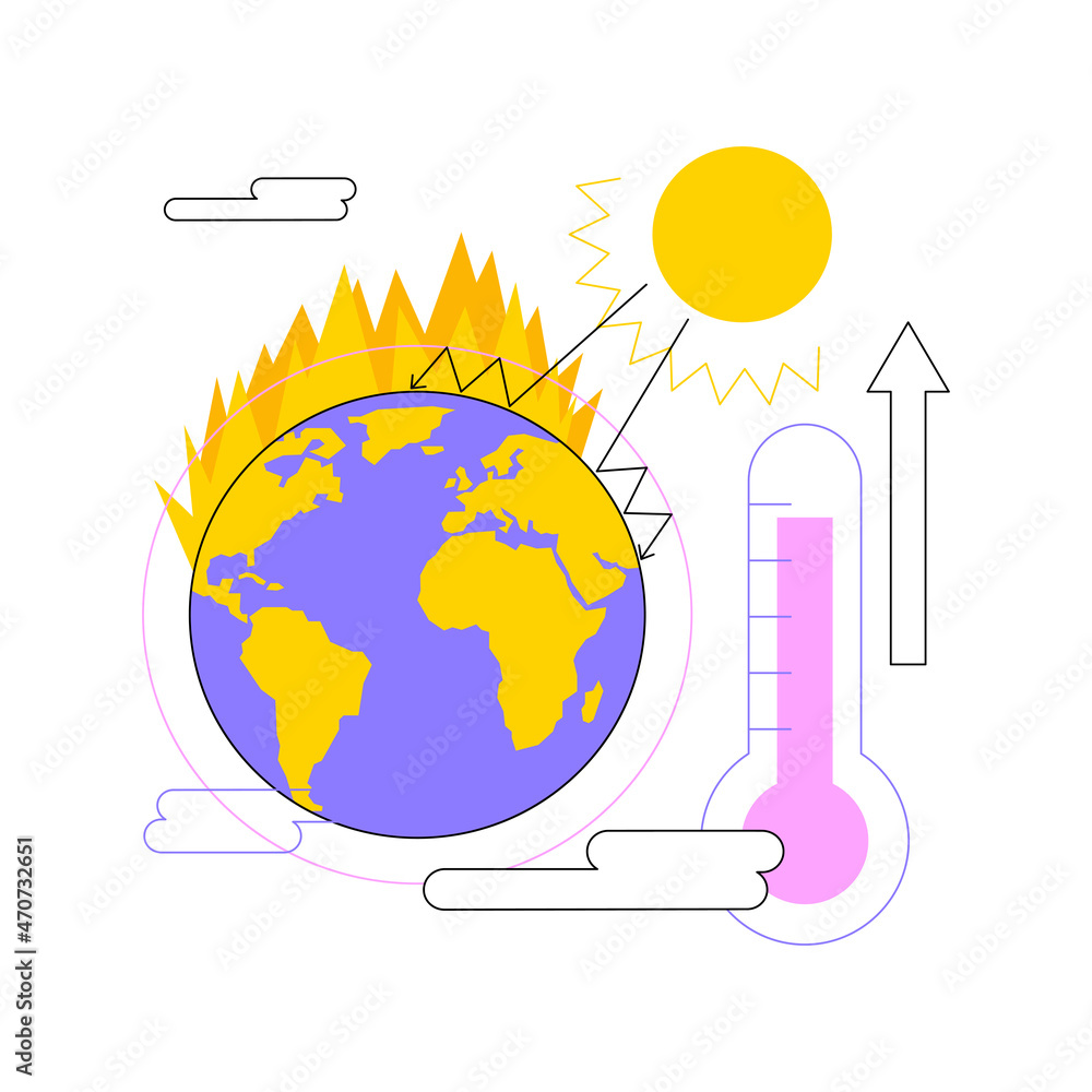 Greenhouse effect abstract concept vector illustration. Global warming ...