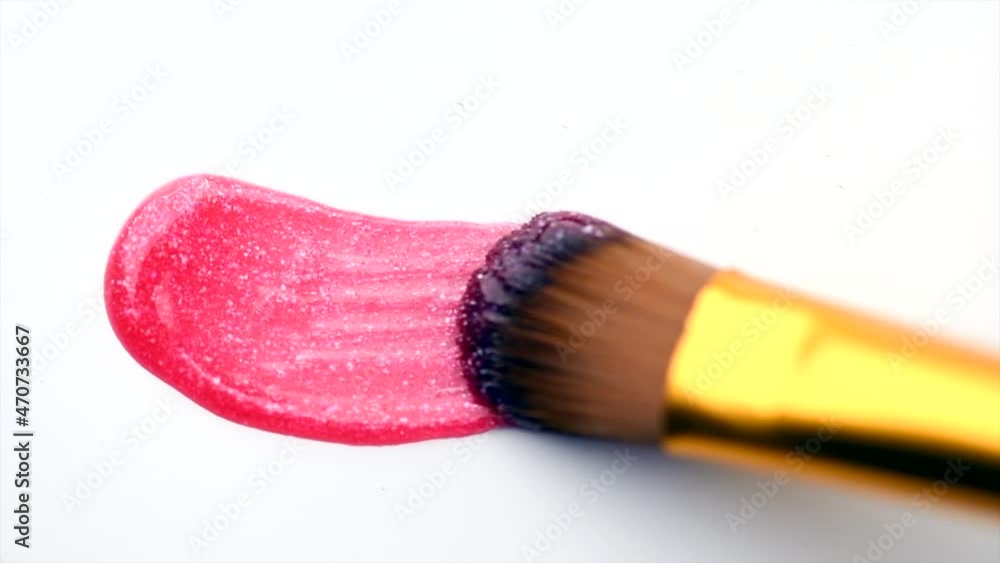 Lipgloss make-up smudge, smear. Cosmetic liquid lip gloss, lipstick ...