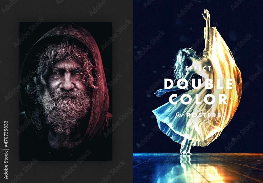 Double Light Poster Photo Effect Mockup Stock Template | Adobe Stock