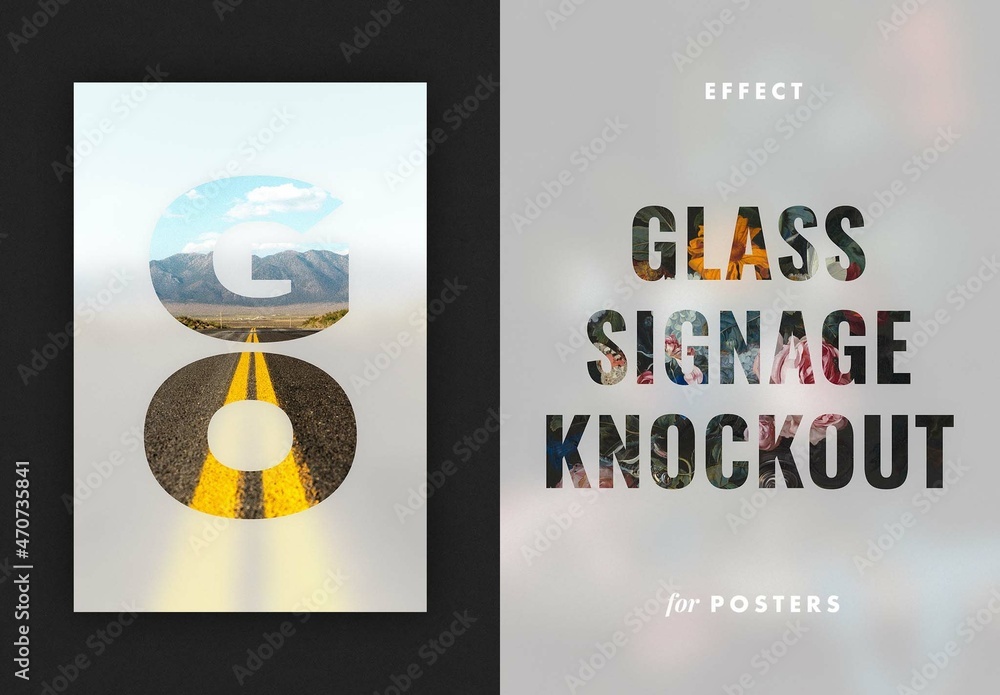 Glass Signage Knockout Text Effect Mockup Stock Template | Adobe Stock