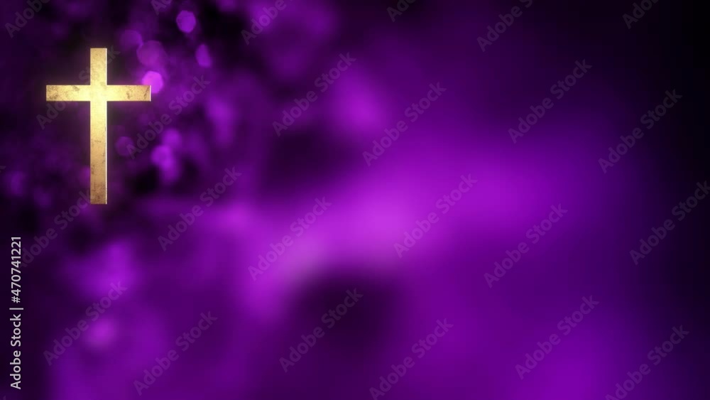 Christian Cross on liturgical purple horizontal copy space background ...