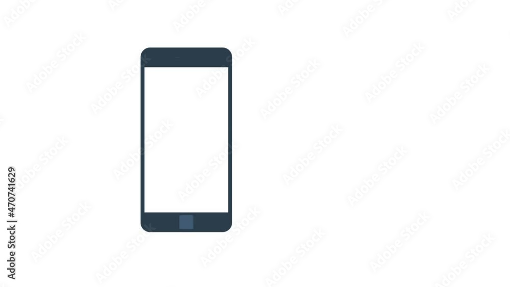 Mobile phone with blank screen animation. Old and new smartphone front ...