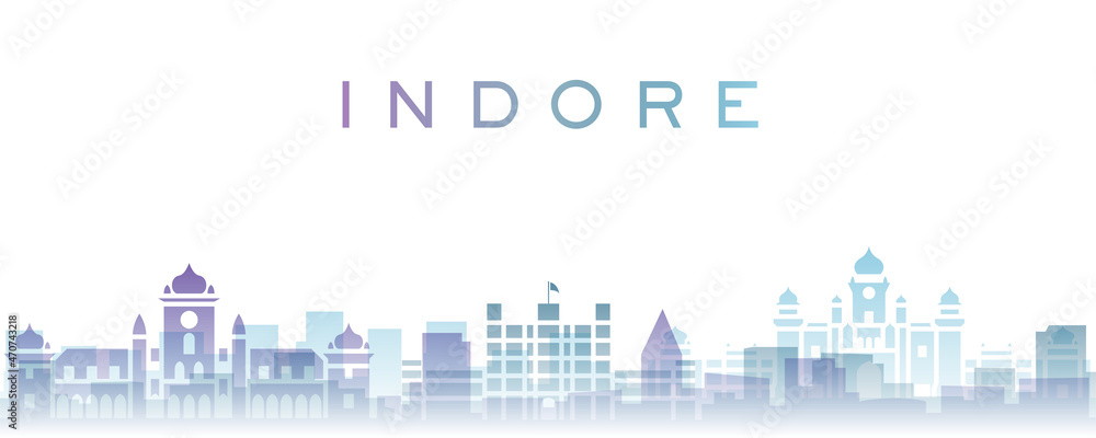 Indore Transparent Layers Gradient Landmarks Skyline Stock Illustration ...