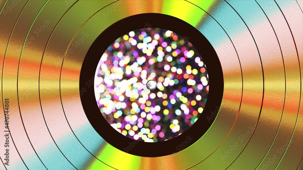 Realistic seamless looping 3D animation of the gold record with moving ...