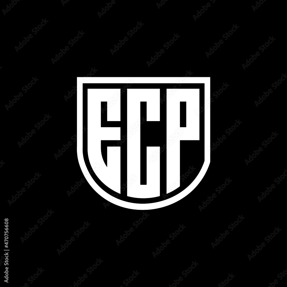 ECP letter logo design with black background in illustrator, vector ...