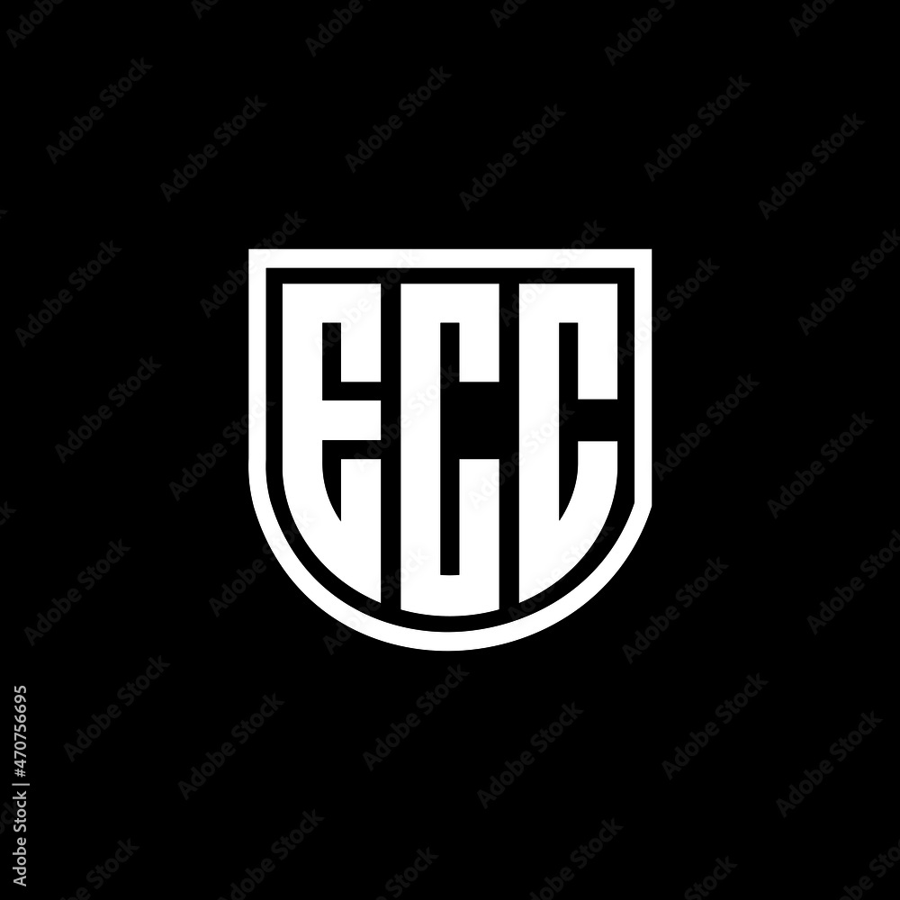 ECC letter logo design with black background in illustrator, vector ...