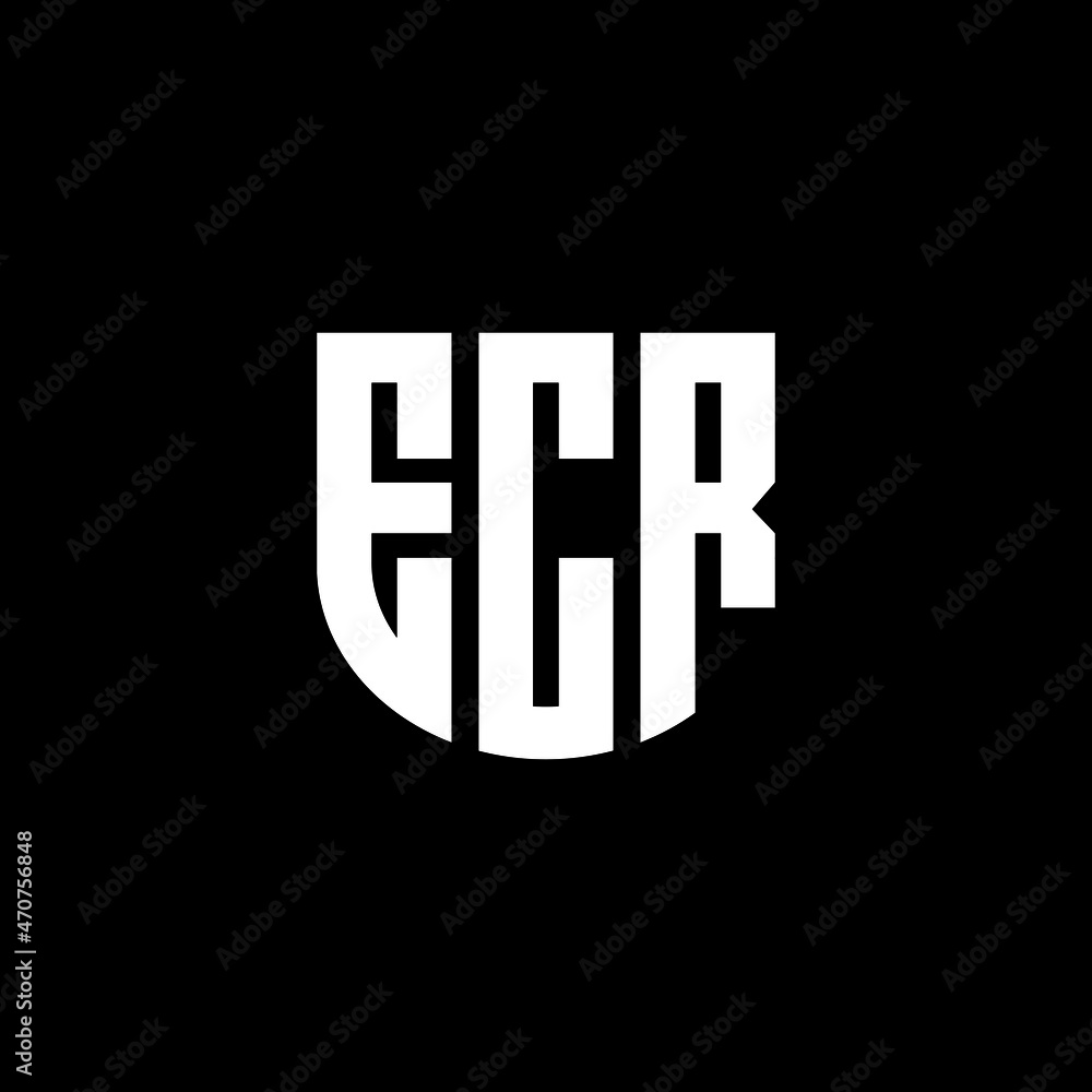ECR letter logo design with black background in illustrator, vector ...