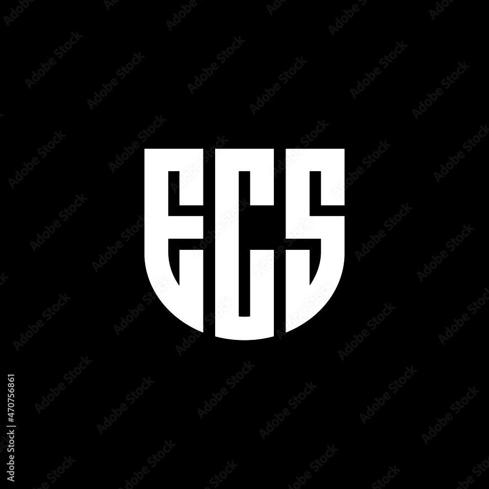 ECS letter logo design with black background in illustrator, vector ...
