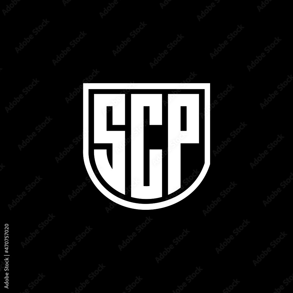 SCP letter logo design with black background in illustrator, vector ...