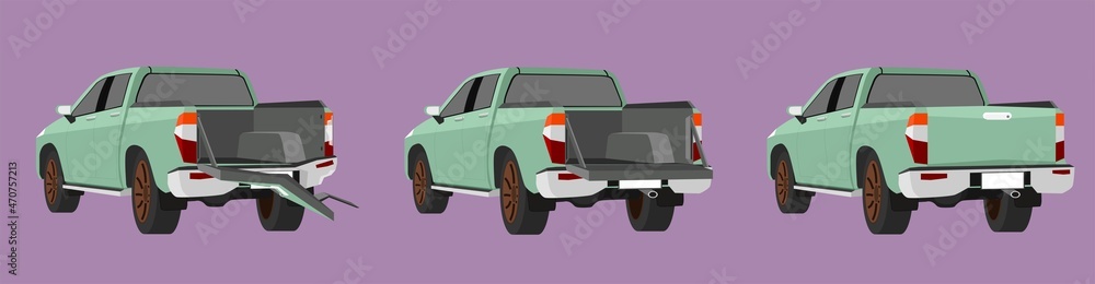Cartoon vector or illustration. Status of the green truck car from ...