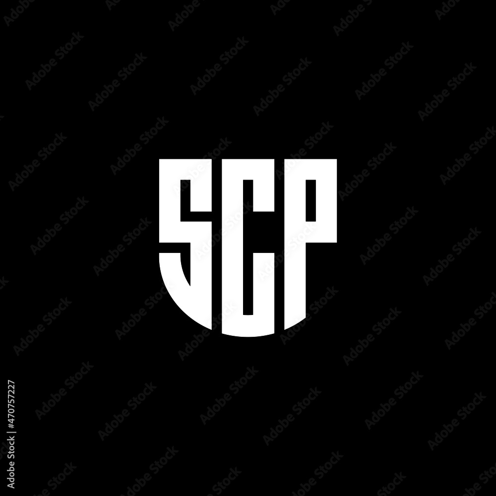SCP letter logo design with black background in illustrator, vector ...
