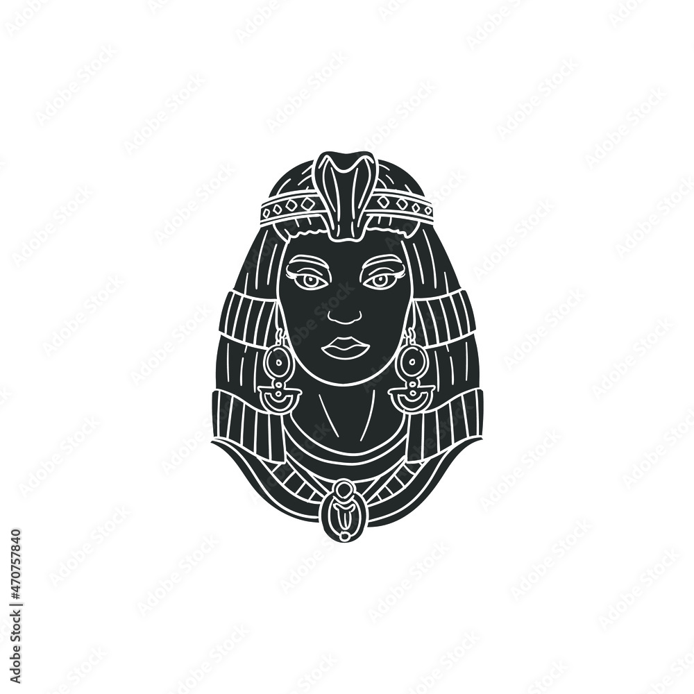 Cleopatra Icon Silhouette Illustration. Ancient Egypt Vector Graphic ...