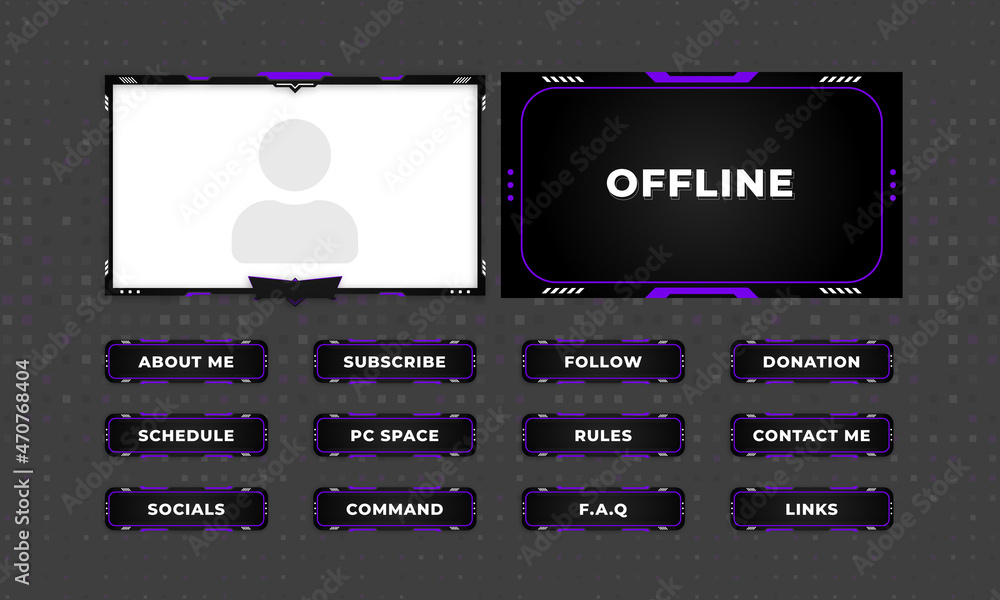 Online Live streaming Modern Twitch overlay package minimal clean ...