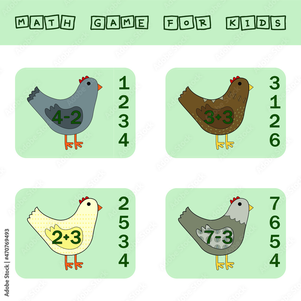 worksheet vector design, task to calculate the answer and connect to ...