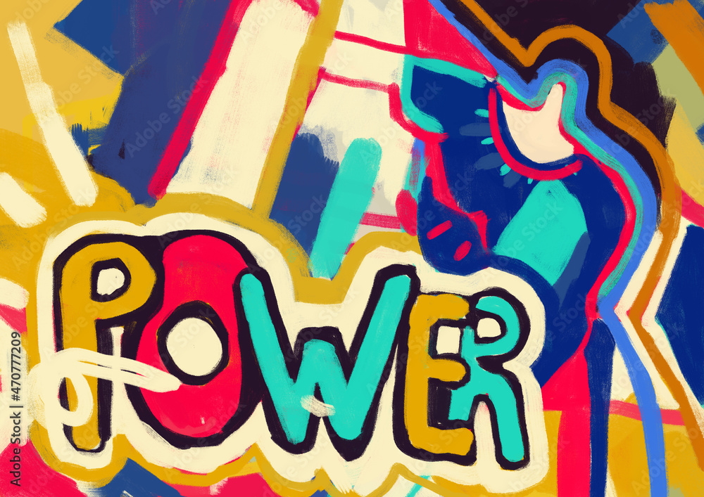 Artistic power text typo graph 80s style, graffiti and street art ...
